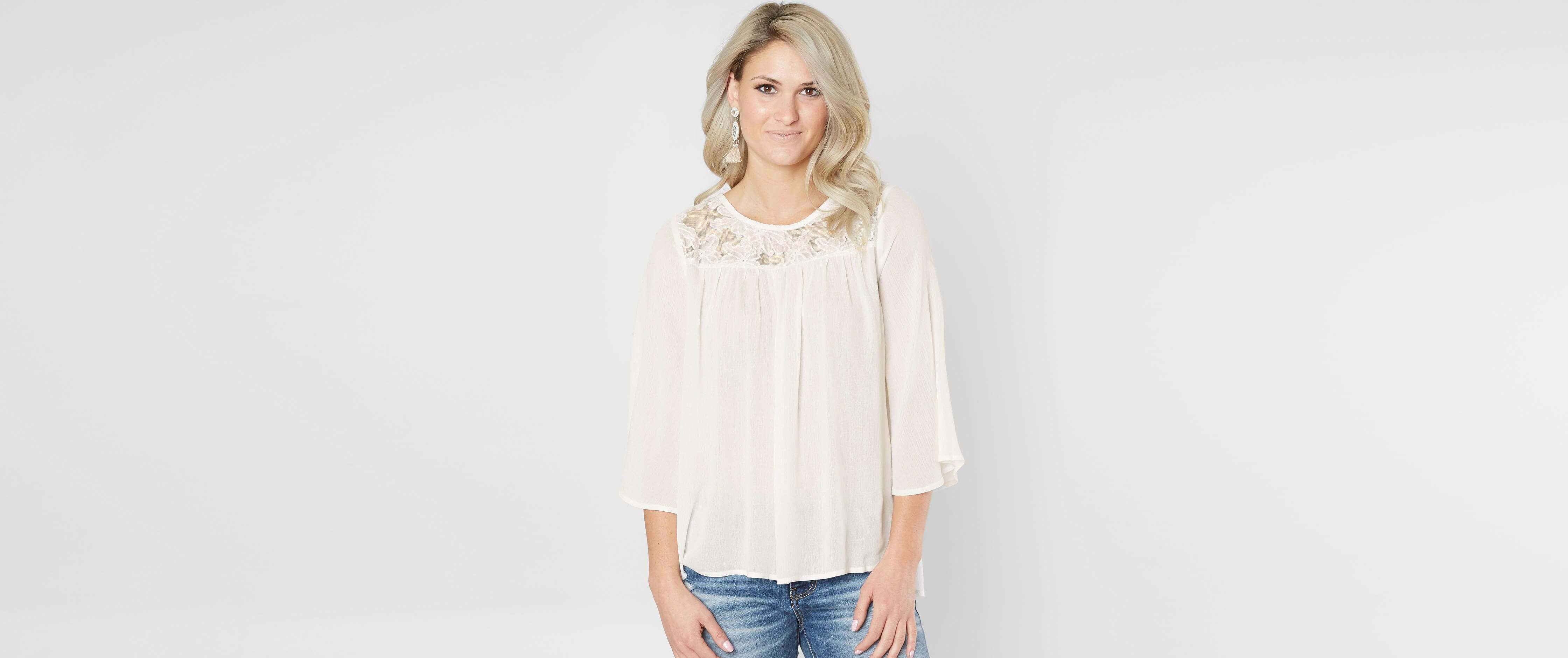 Doe & Rae Pleated Crinkle Top - Women's Shirts/Blouses in Off White ...