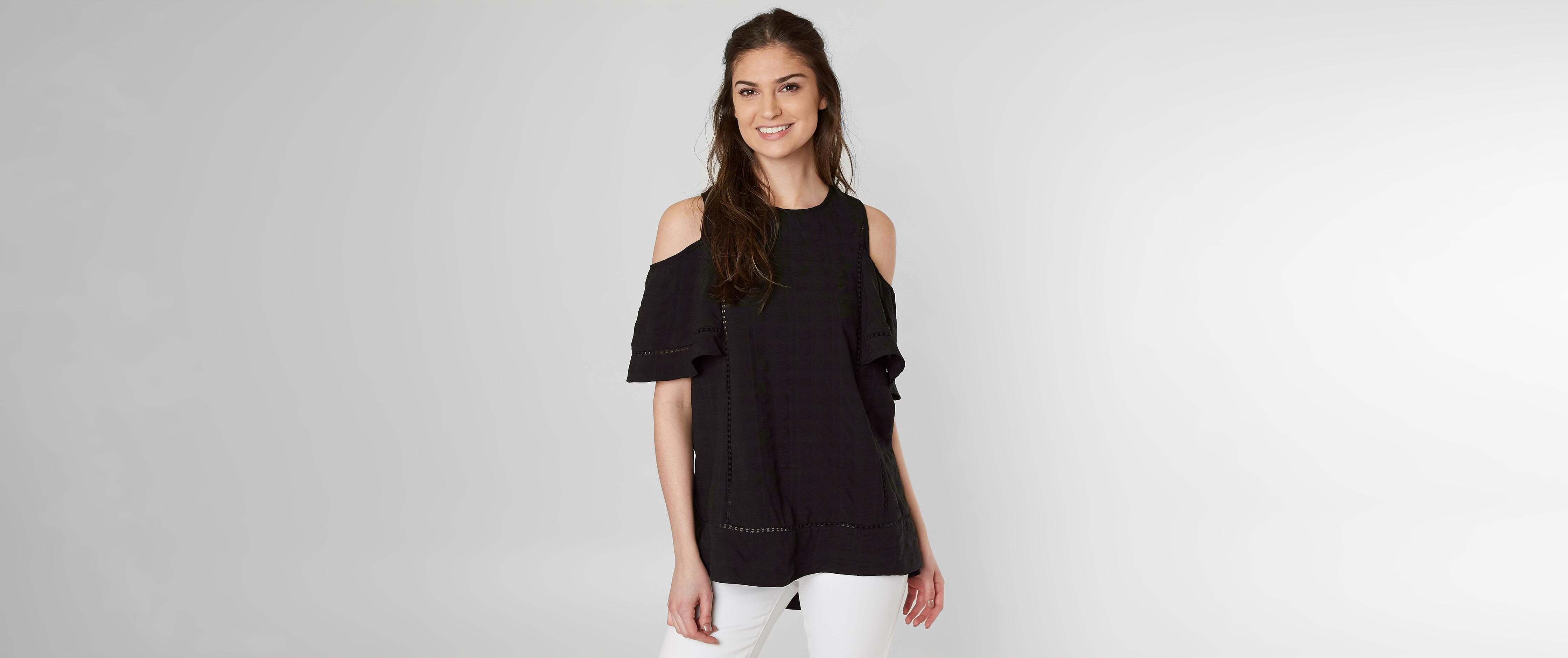 Doe & Rae Cold Shoulder Top - Women's Shirts/Blouses in Black | Buckle