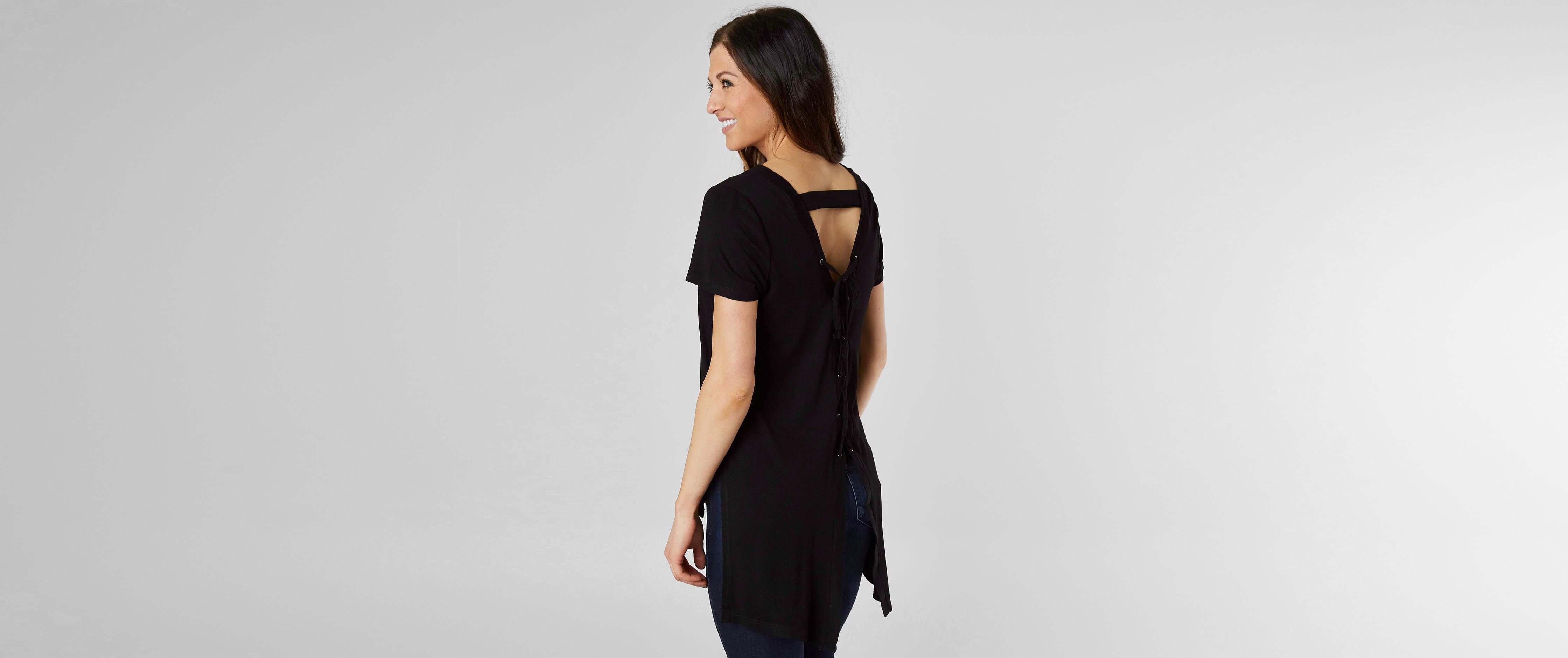 Doe & Rae Back Lace-Up Top - Women's Shirts/Blouses in Black | Buckle