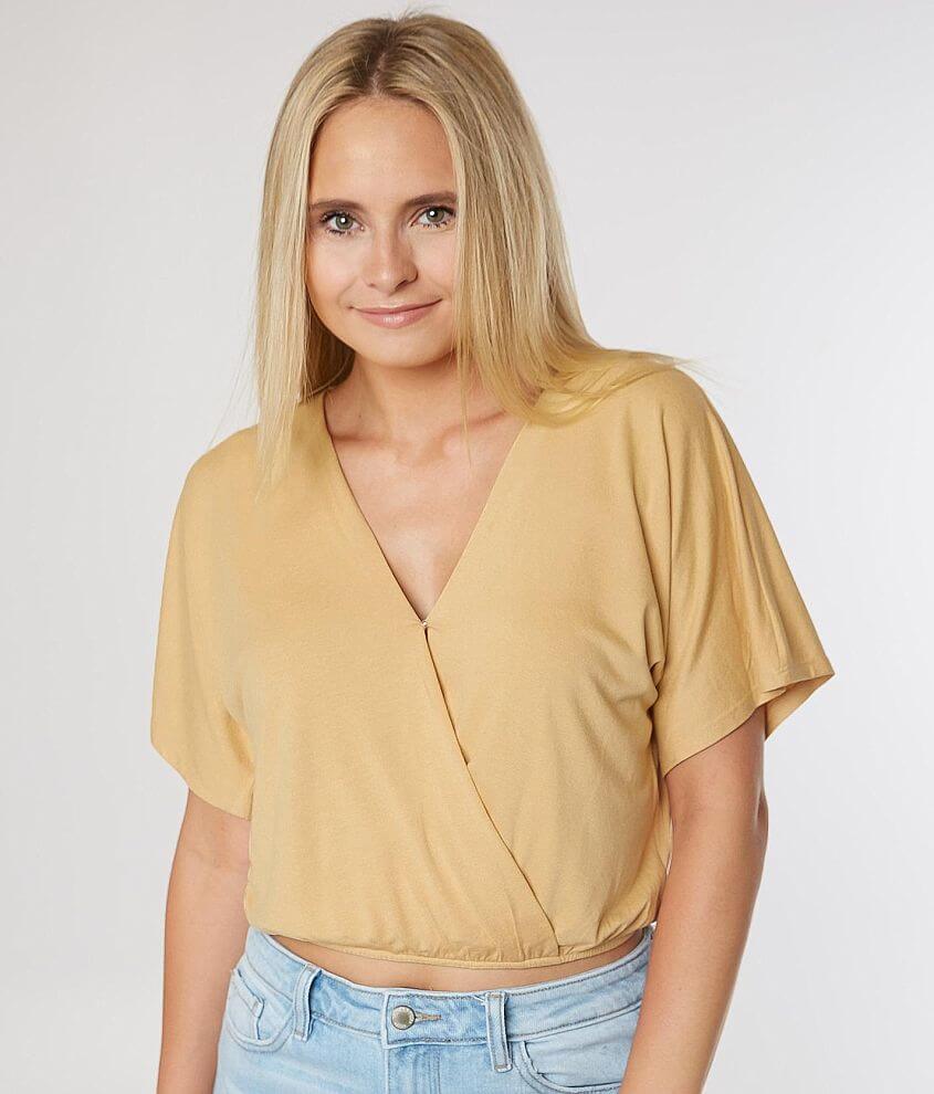 Double Zero Surplice Cropped Top - Women's Shirts/Blouses in Mango | Buckle