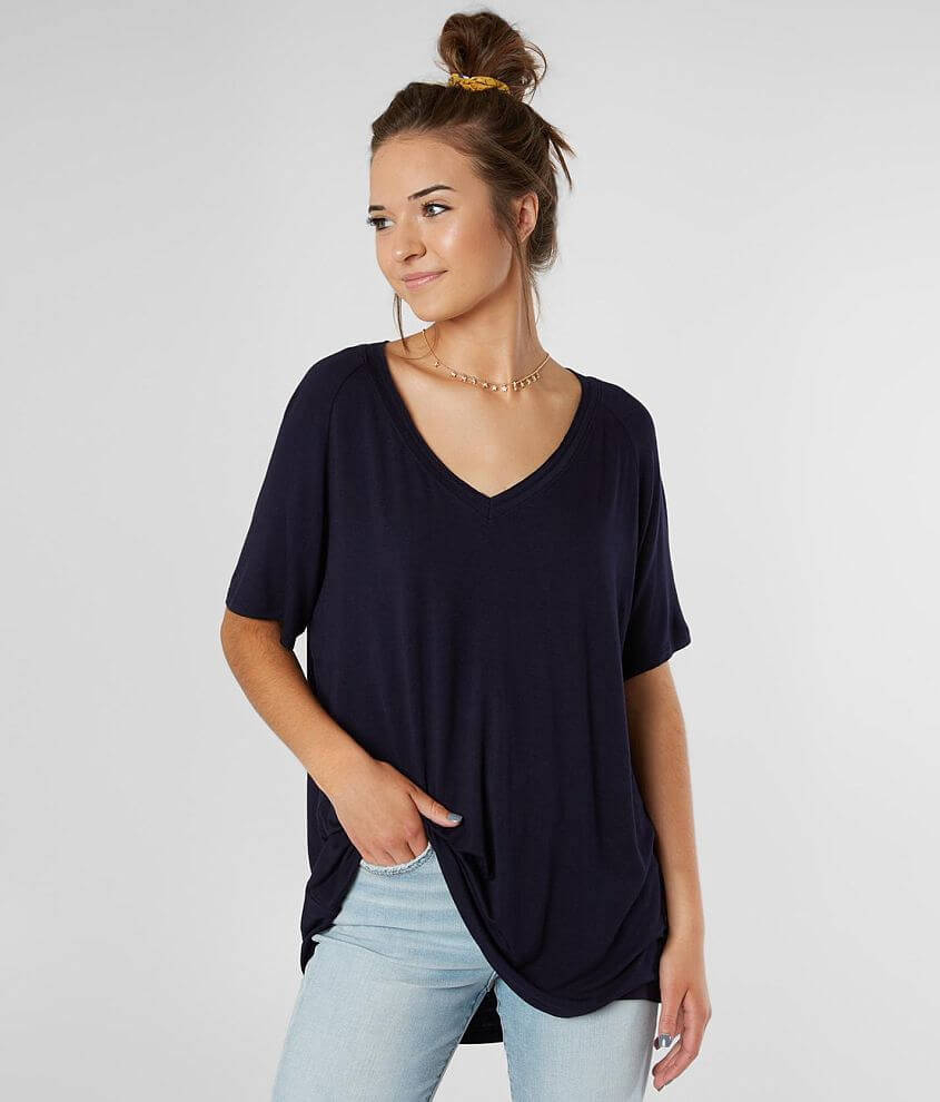 Double Zero Knit V-Neck Top - Women's Shirts/Blouses in Dark Navy | Buckle