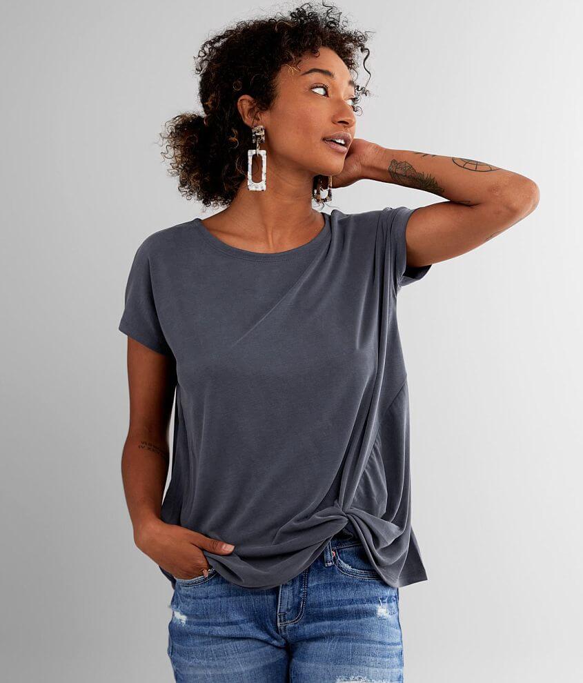 Double Zero Twisted Hem Dolman Top - Women's Shirts/Blouses in Blue ...