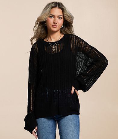 Double Zero Open Weave Sweater - Women's Sweaters in Black | Buckle