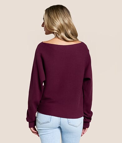 Double Zero Boatneck Sweater - Women's Sweaters in Dark Cherry | Buckle