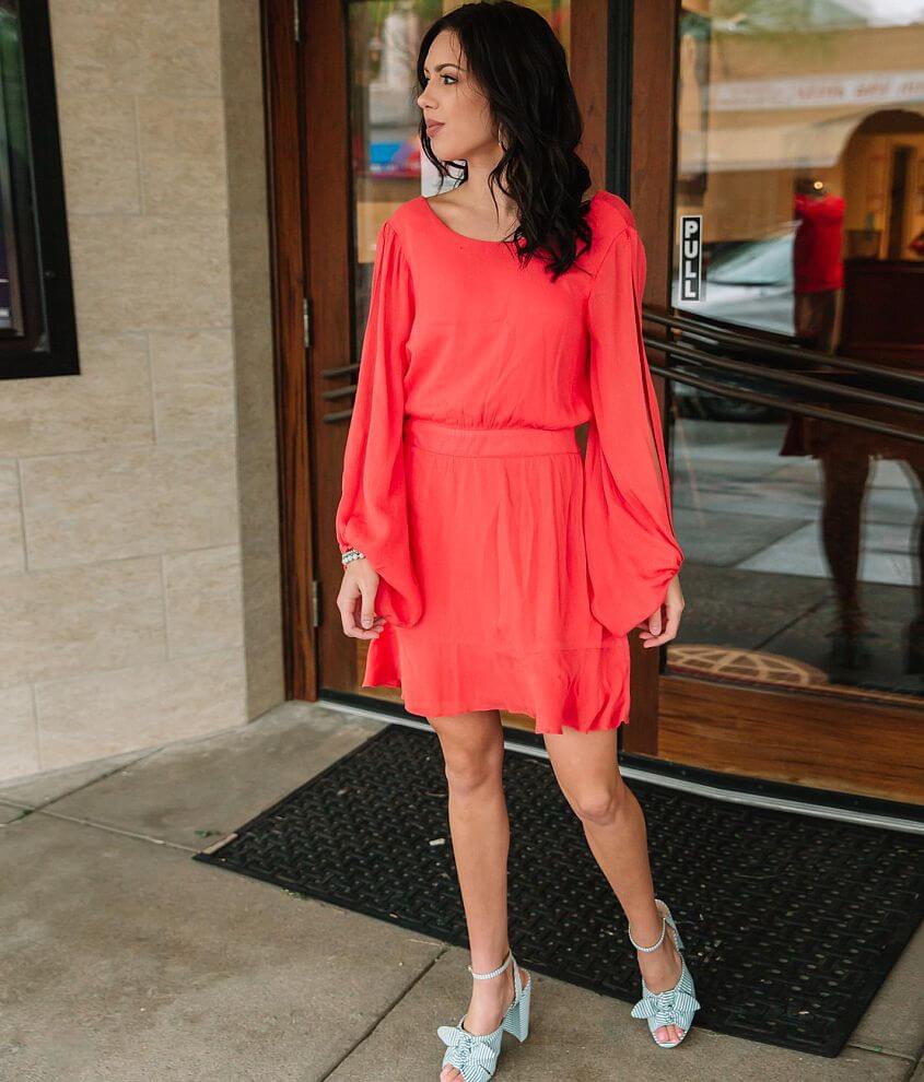 coral cold shoulder dress