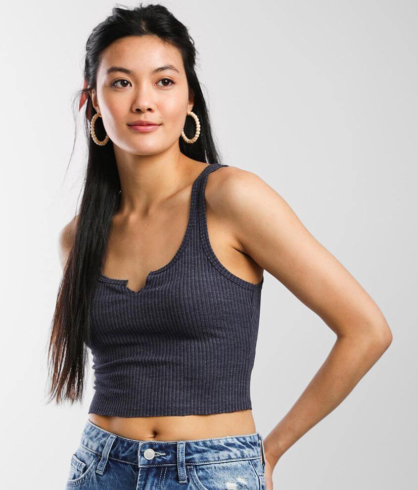 Hyfve Notched Rib Knit Tank Top - Women's Tank Tops in Navy | Buckle