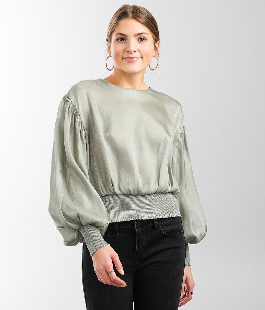 Hyfve Sheen Smocked Top - Women's Shirts & Blouses in Sage | Buckle