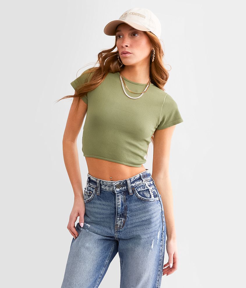 Freshwear Ribbed Stretch Top - Women's Shirts/Blouses in Olive | Buckle