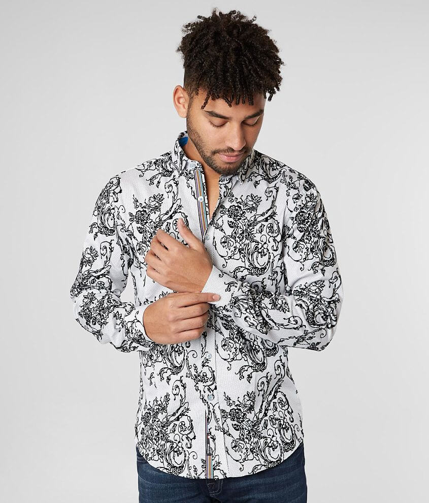 Eight X Flocked Shirt - Men's Shirts in White | Buckle