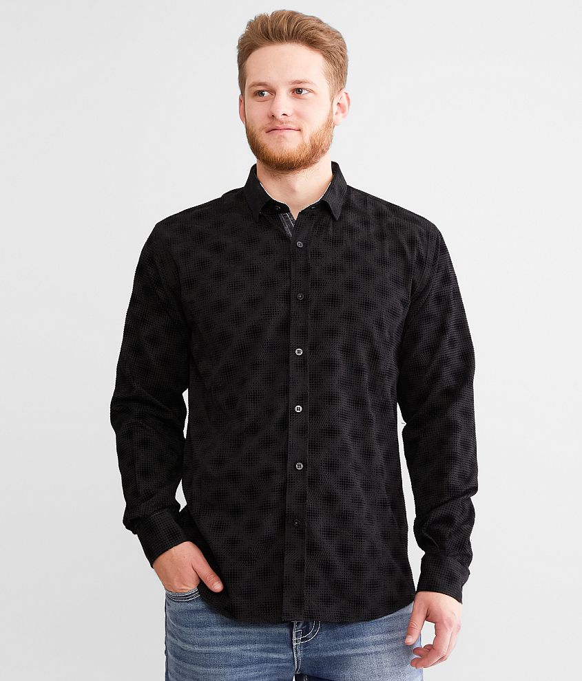 Eight X Flocked Dot Shirt - Men's Shirts in Black | Buckle