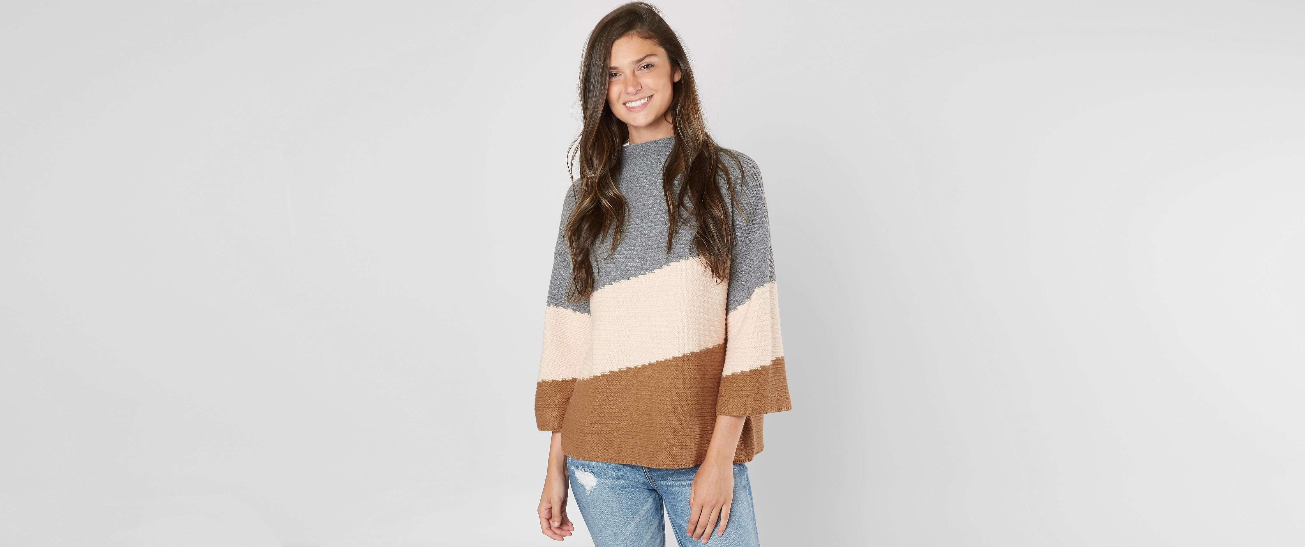 rain + rose Color Block Sweater - Women's Sweaters in Dark Char Blush ...
