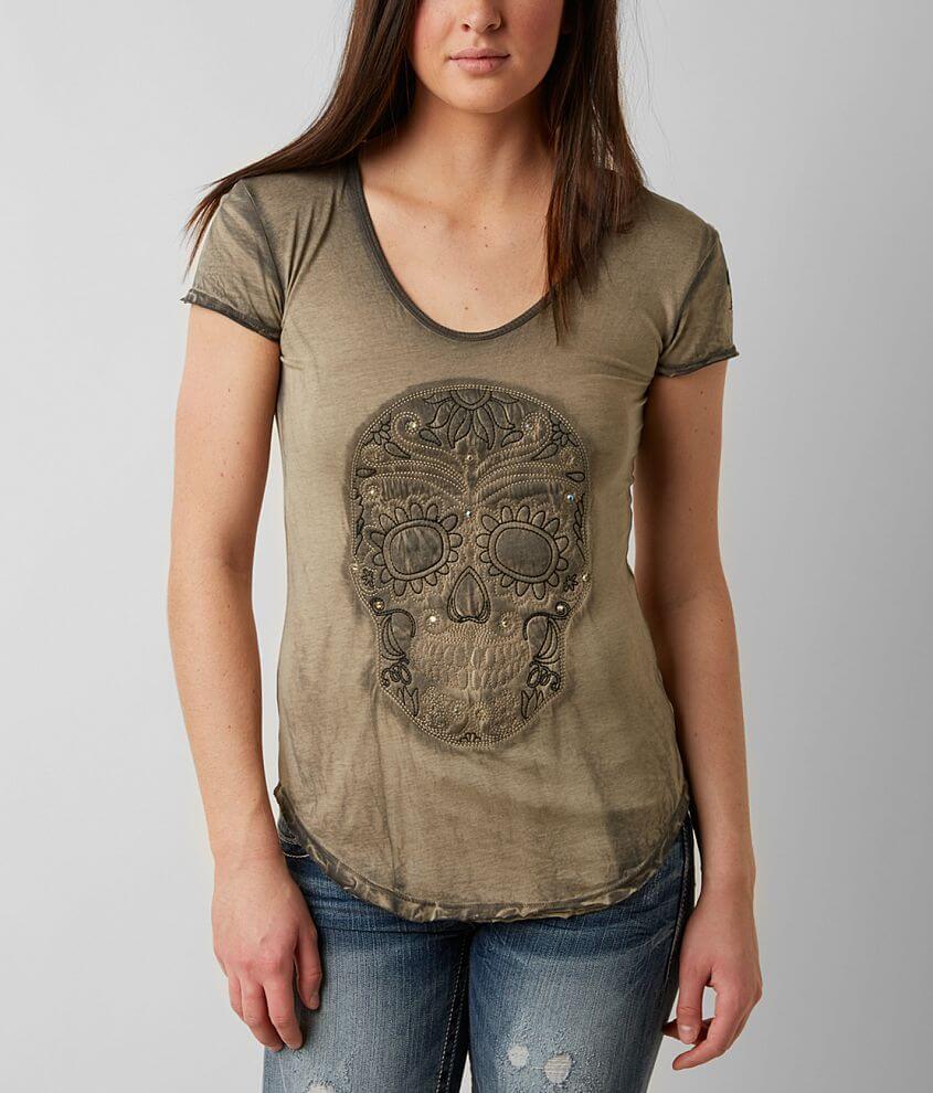 Velvet Stone Embroidered T-Shirt - Women's T-Shirts in Light Black | Buckle