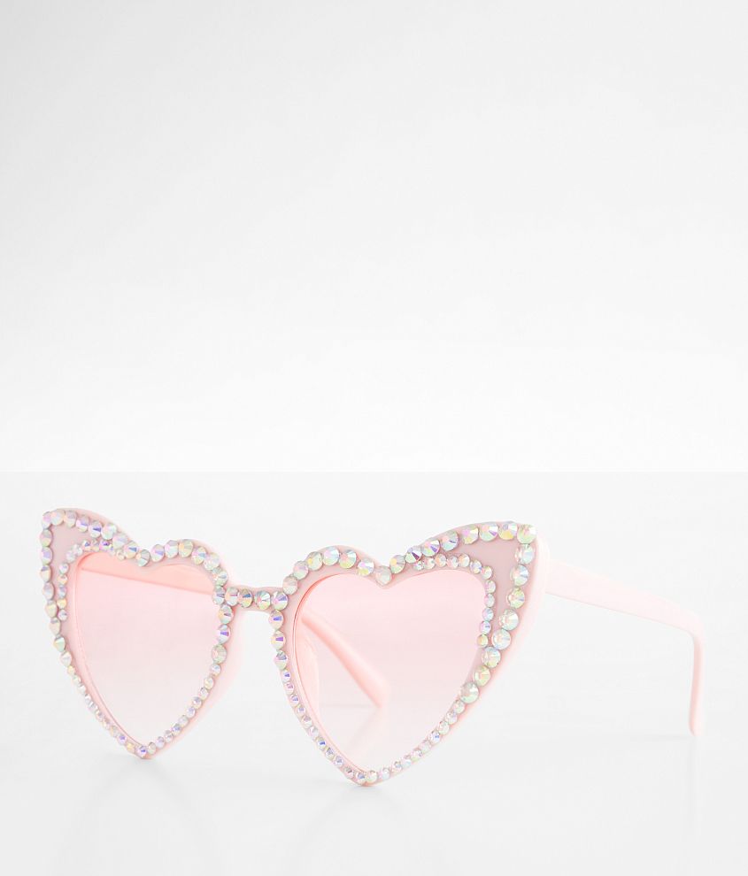 BKE Glitz Heart Sunglasses - Women's Sunglasses & Glasses in Pink | Buckle