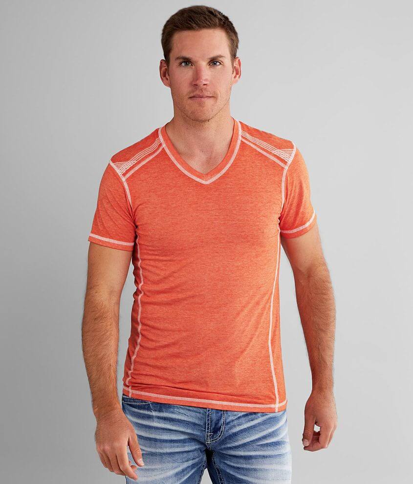 Buckle Black Crossed Lines T-Shirt - Men's T-Shirts in Mandarin Red ...