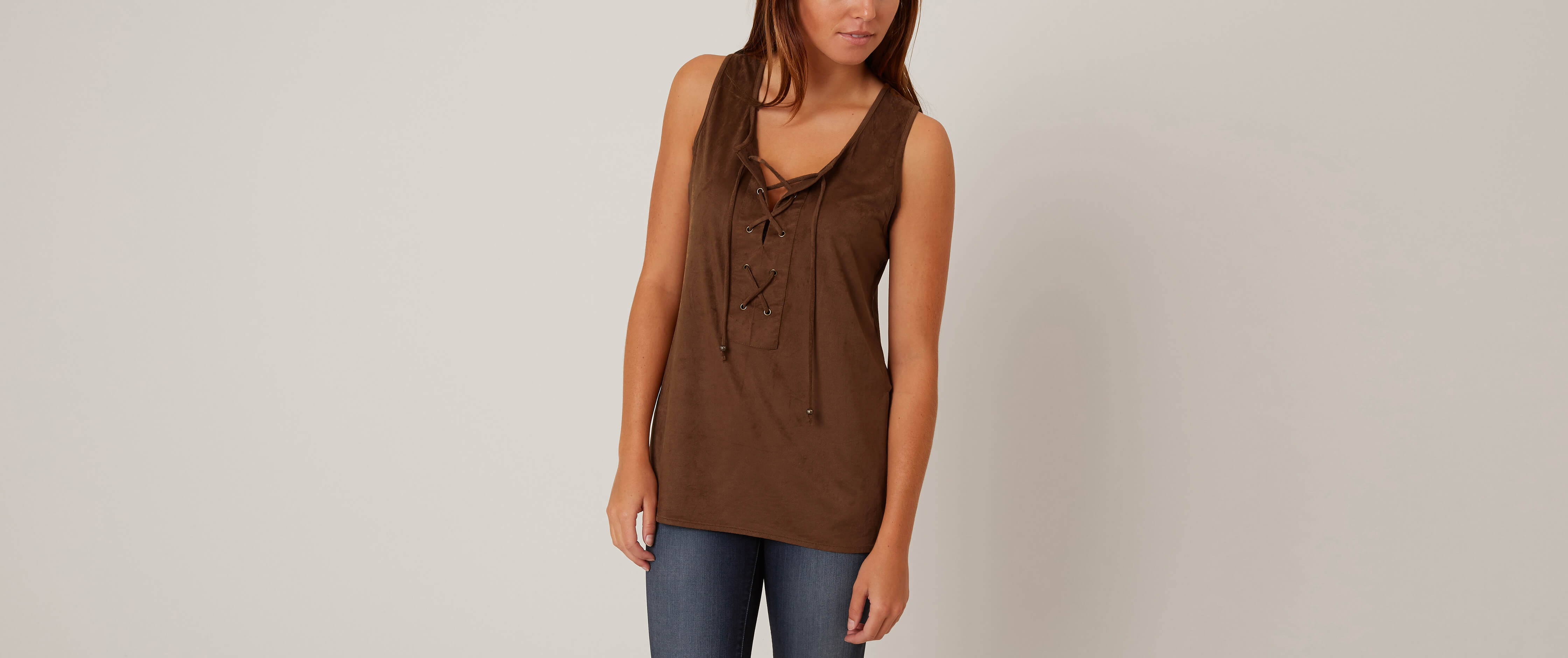 Daytrip Lace-Up Tank Top - Women's Tank Tops in Tobacco | Buckle