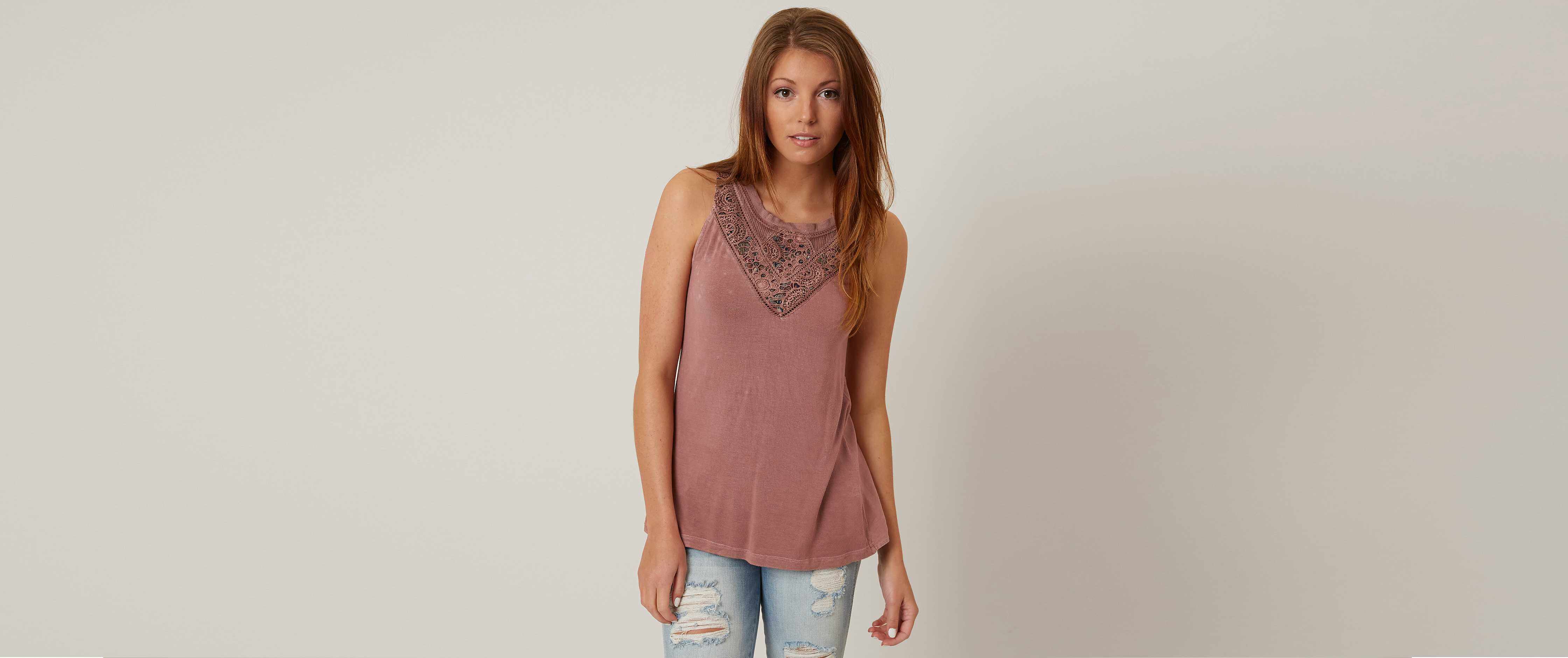 Gimmicks Twisted Back Crochet Tank Top - Women's Tank Tops in Cameo ...