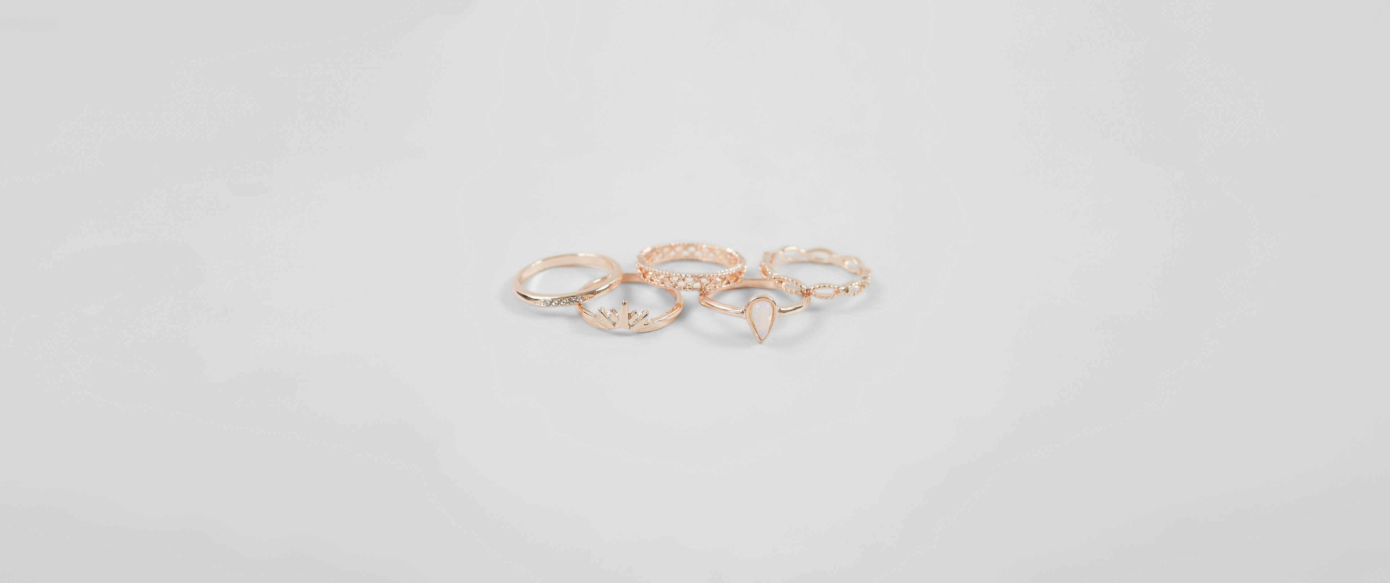 BKE Embossed Ring Set - Women's Jewelry in Rose Gold | Buckle