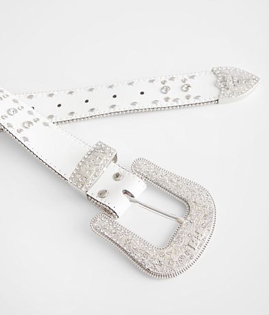 Rock Revival Glitz Leather Belt - Women's Belts in White | Buckle