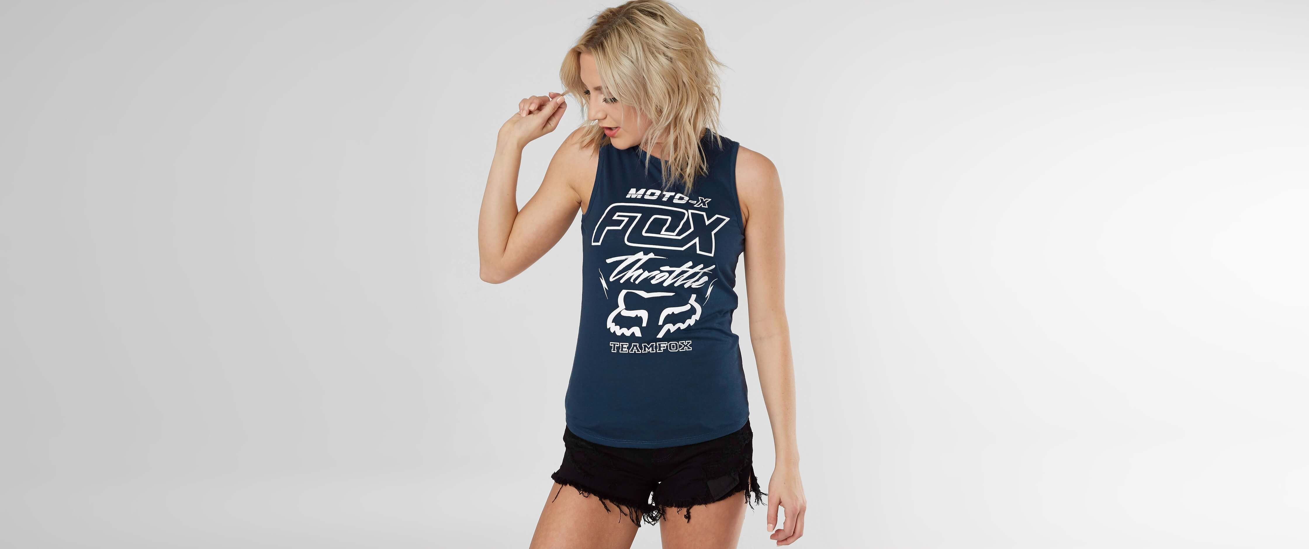 Fox Throttle Maniac Muscle Tank Top - Women's Tank Tops in Light Indigo ...