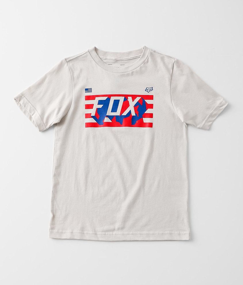 Boys - Fox Racing Flag T-Shirt - Boy's T-Shirts in Light Grey | Buckle