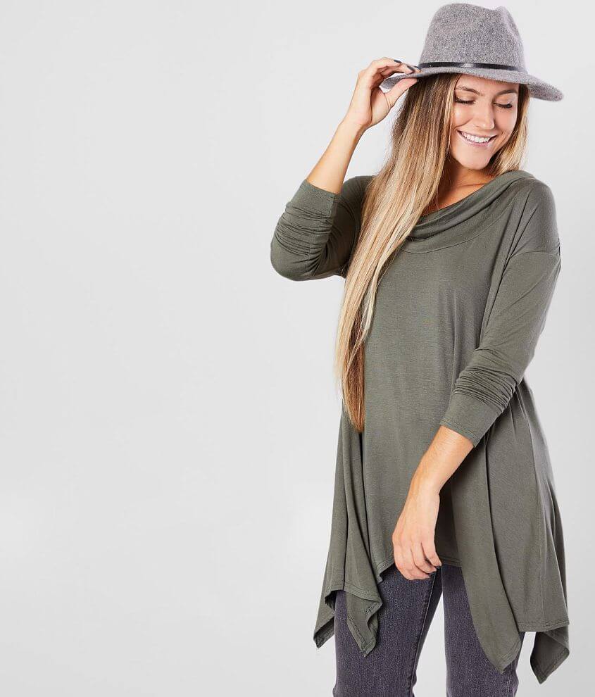 red by BKE Cowl Neck Tunic Top - Women's Shirts/Blouses in Sea Moss ...