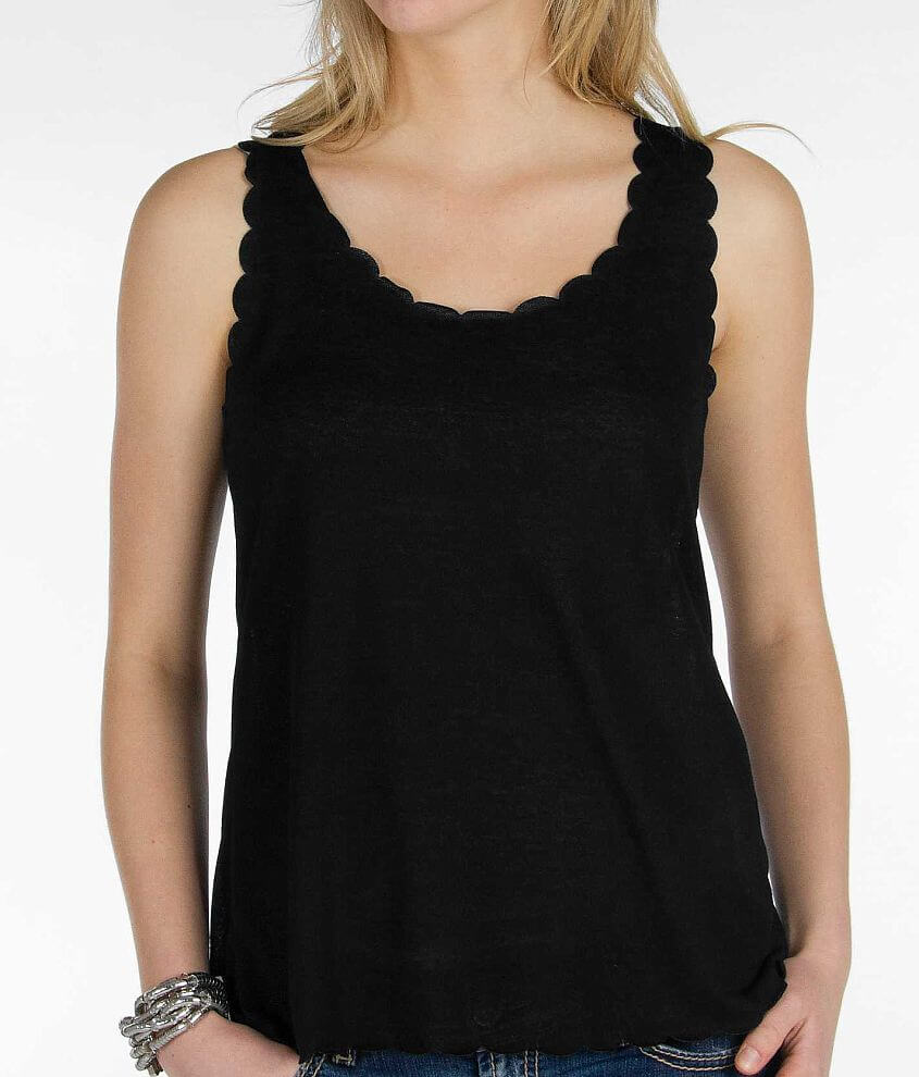BKE red Scalloped Hem Tank Top - Women's Tank Tops in Black | Buckle