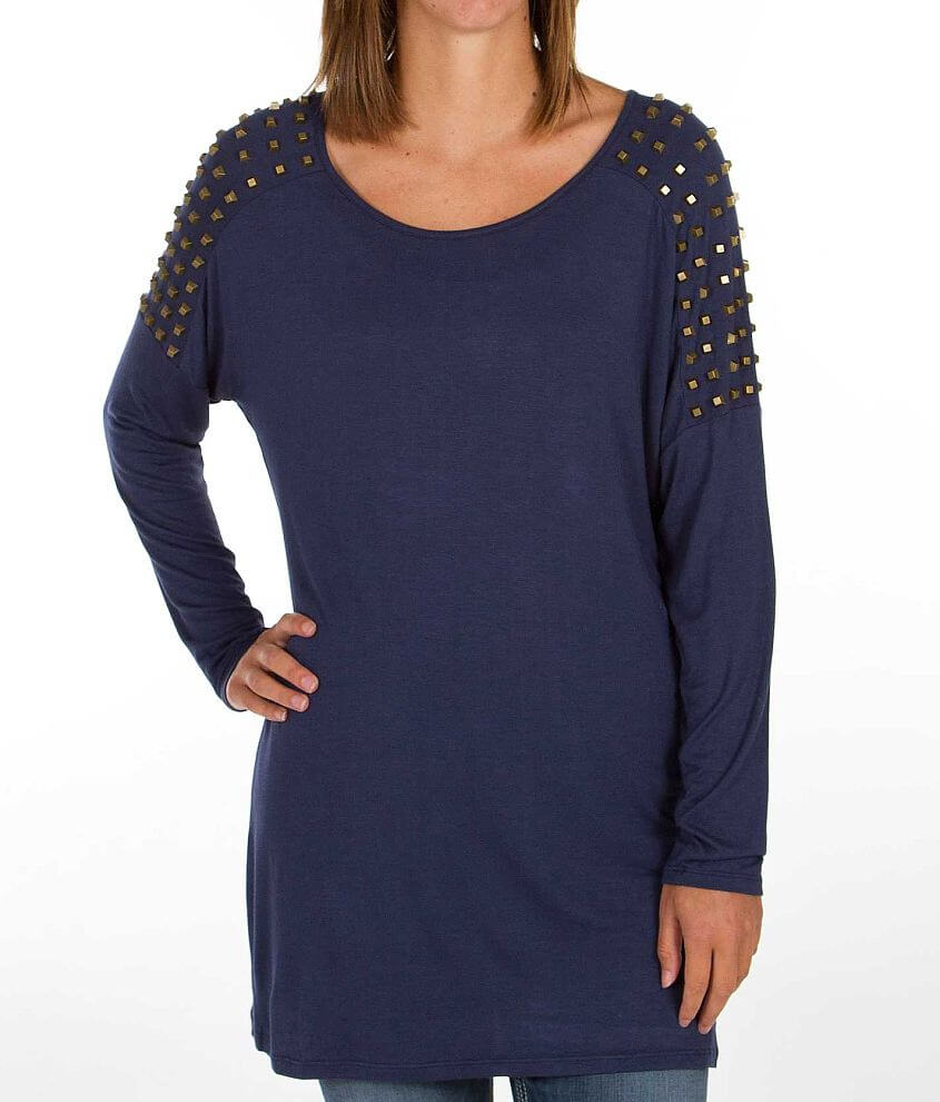 BKE red Studded Top - Women's Shirts/Blouses in Navy | Buckle