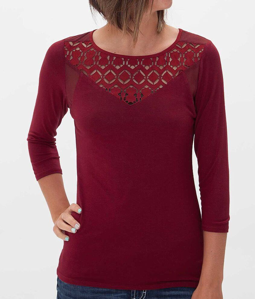 BKE red Cut-Out Top - Women's Shirts & Blouses in Berry | Buckle