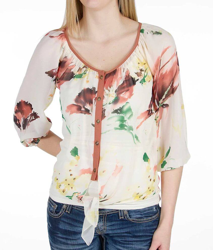 Daytrip Floral Print Shirt Womens Shirtsblouses In Cream Multi Buckle