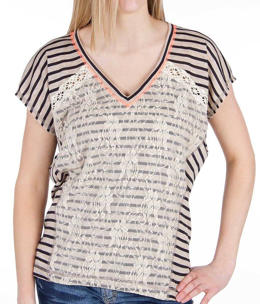 Daytrip Lace Overlay Top - Women's Shirts & Blouses in Oat Navy | Buckle