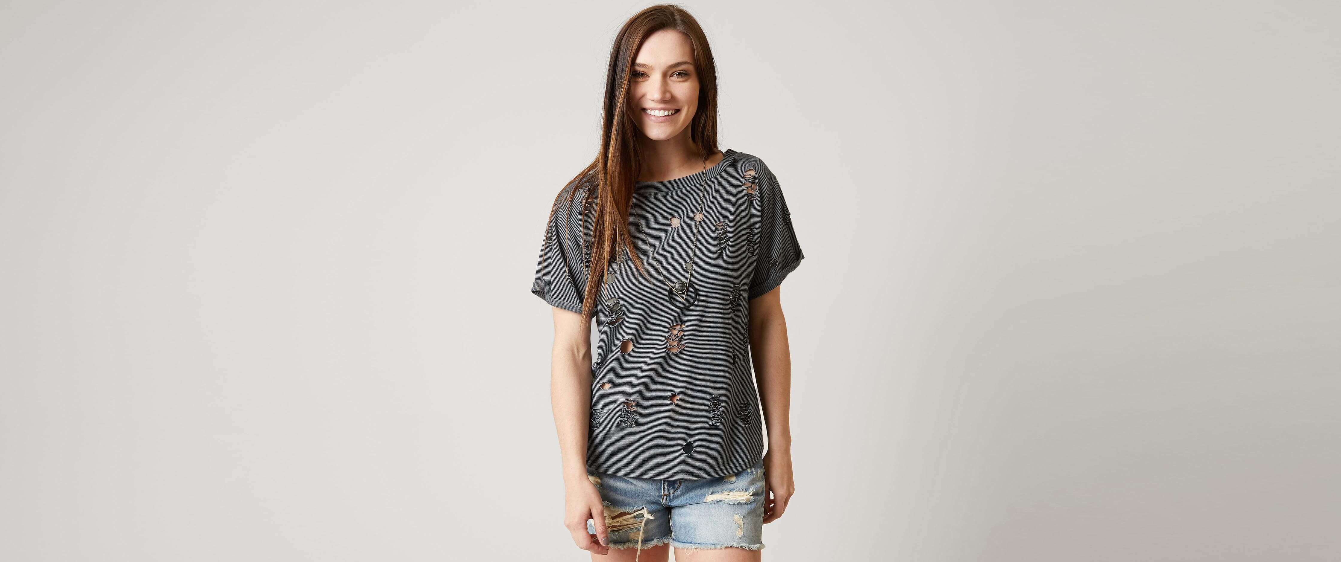 Gilded Intent Raw Edge Top - Women's T-Shirts in Navy | Buckle