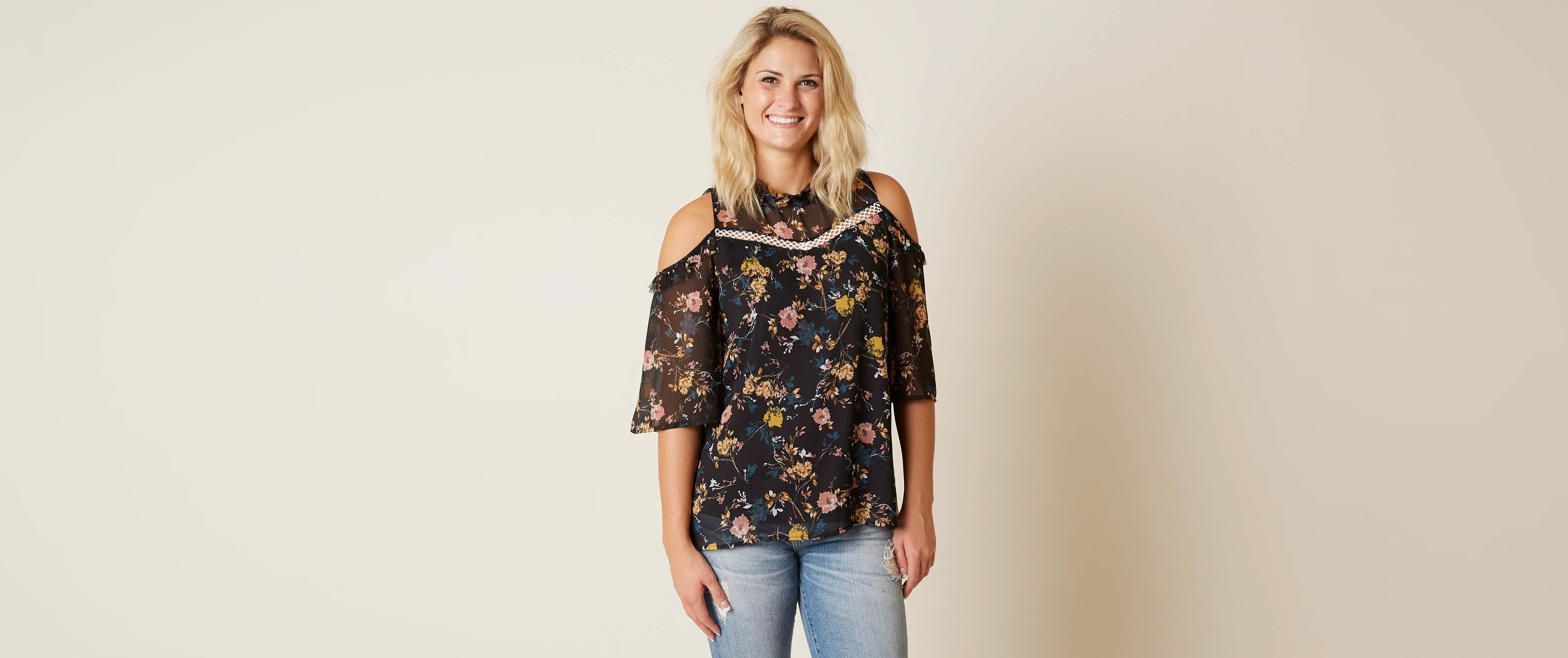 Gimmicks Cold Shoulder Top - Women's Shirts/Blouses in Black Multi | Buckle