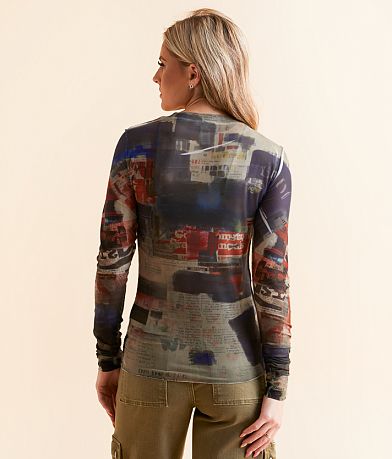 Gilded Intent Raw Edge Mesh Top - Women's Shirts & Blouses in Cream ...