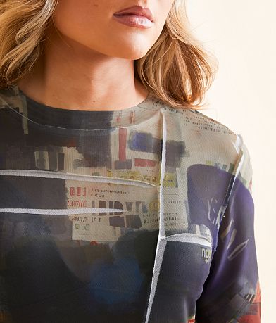 Gilded Intent Raw Edge Mesh Top - Women's Shirts & Blouses in Cream ...