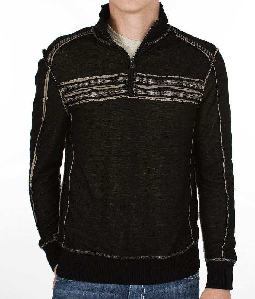 Buckle Black Pieced Sweater - Men's Sweaters in Black Khaki | Buckle