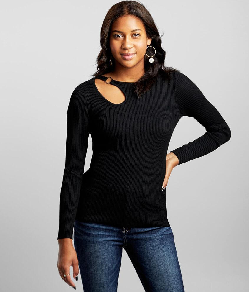 red by BKE Ribbed O-Ring Top - Women's Shirts/Blouses in Black Beauty ...