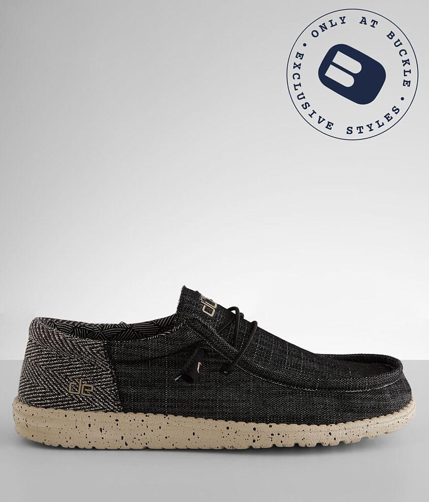 Hey Dude Wally Funk Shoe Mens Shoes In Black Sand Buckle