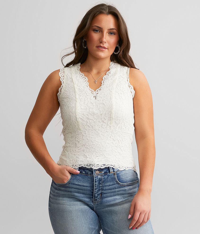 Daytrip Lace Layering Tank Top - Women's Tank Tops in Cream | Buckle