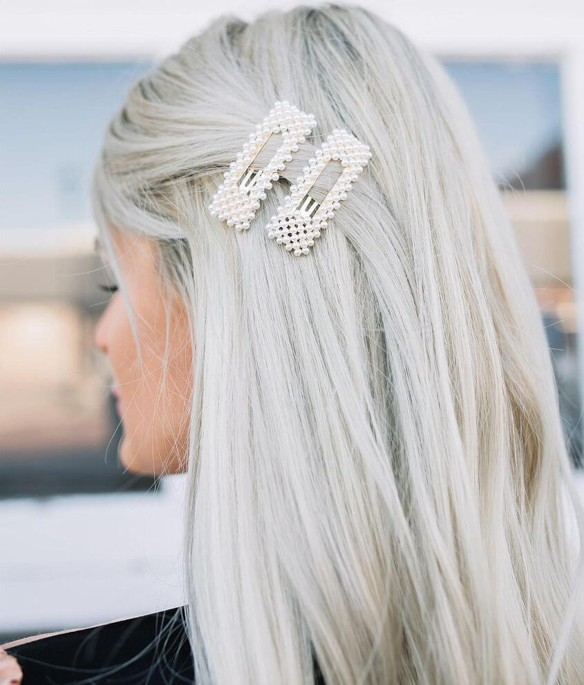 Faux Pearl 2 Pack Hair Clips - Women's Hair Accessories in Gold | Buckle