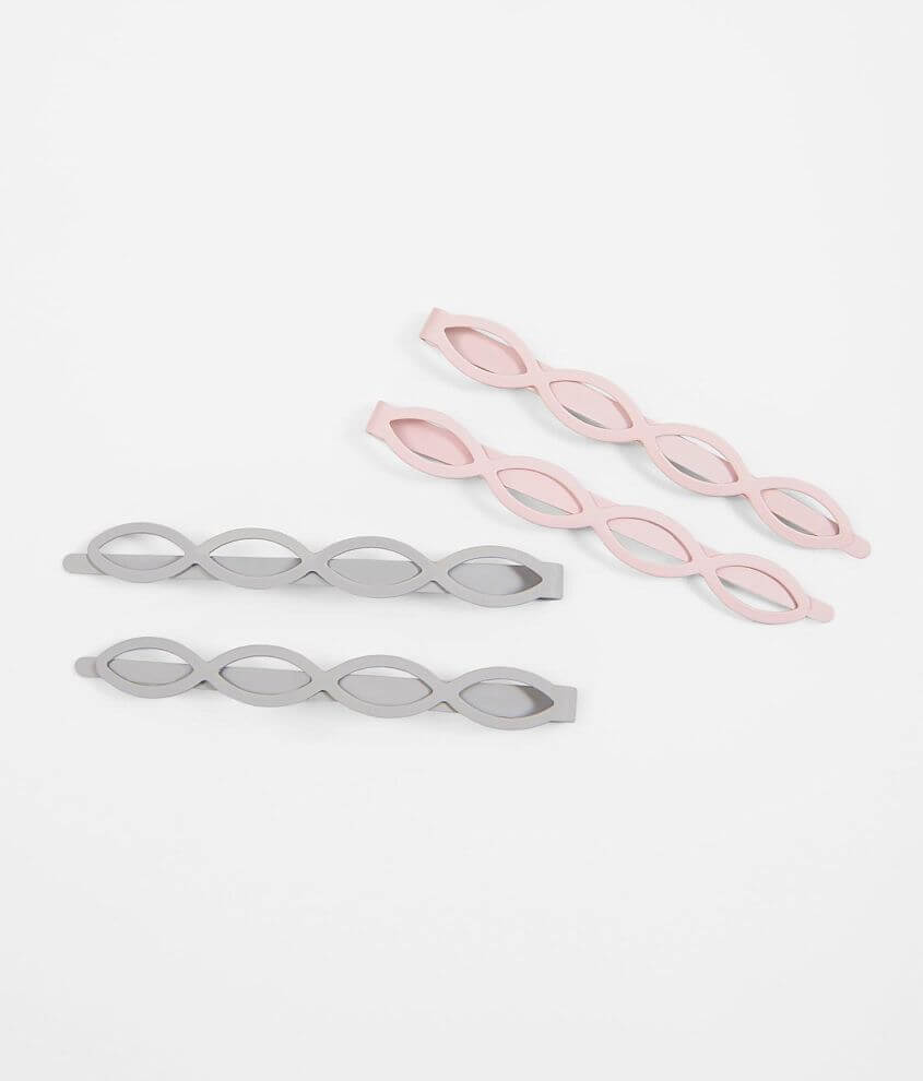 4 Pack Cut-Out Hair Pins - Women's Hair Accessories in Pink Grey | Buckle