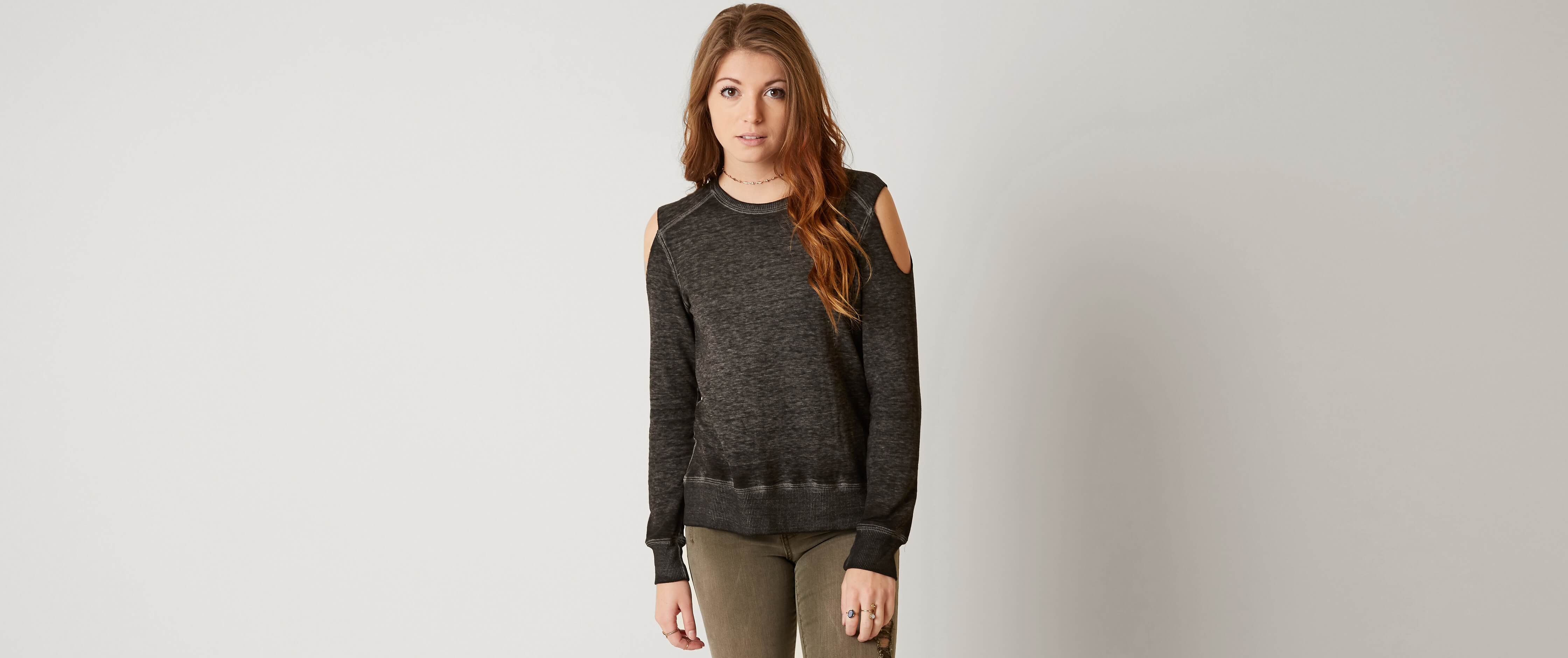 Modish Rebel Cold Shoulder Sweatshirt - Women's Sweatshirts in Charcoal ...