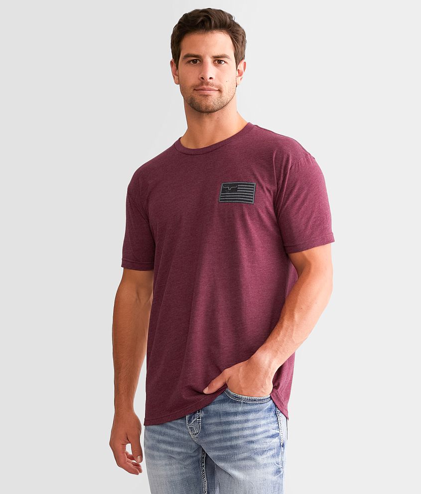 Kimes Ranch Flag Patch T-Shirt - Men's T-Shirts in Heather Maroon | Buckle
