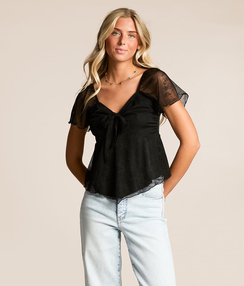 Willow & Root Floral Lace Hanky Top - Women's Shirts & Blouses in Black ...