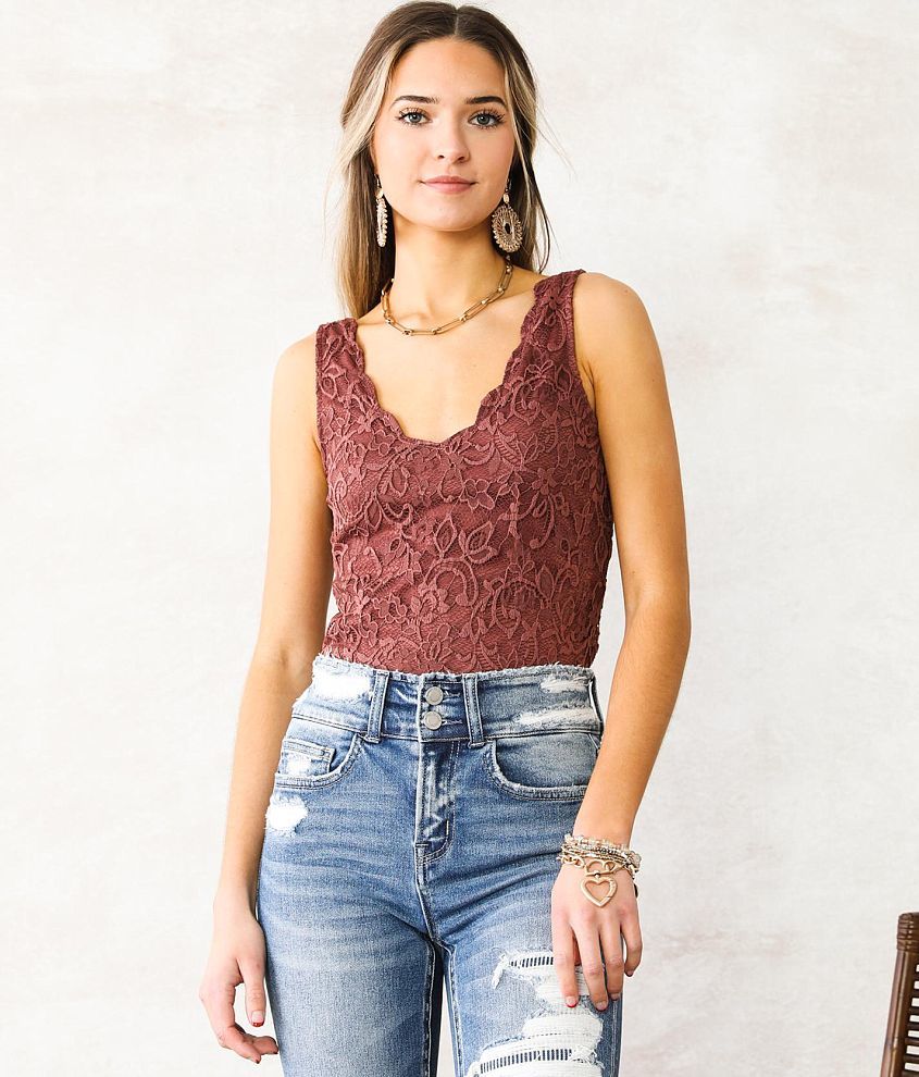 Willow & Root Scalloped Lace Bodysuit - Women's Bodysuits in Rose Brown ... Willow & Root Scalloped Lace Bodysuit - Women's Bodysuits in Rose Brown ...