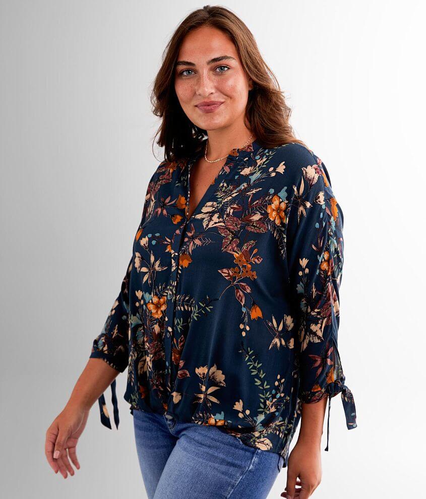Daytrip Floral Dolman Split Neck Top - Women's Shirts/Blouses in ...