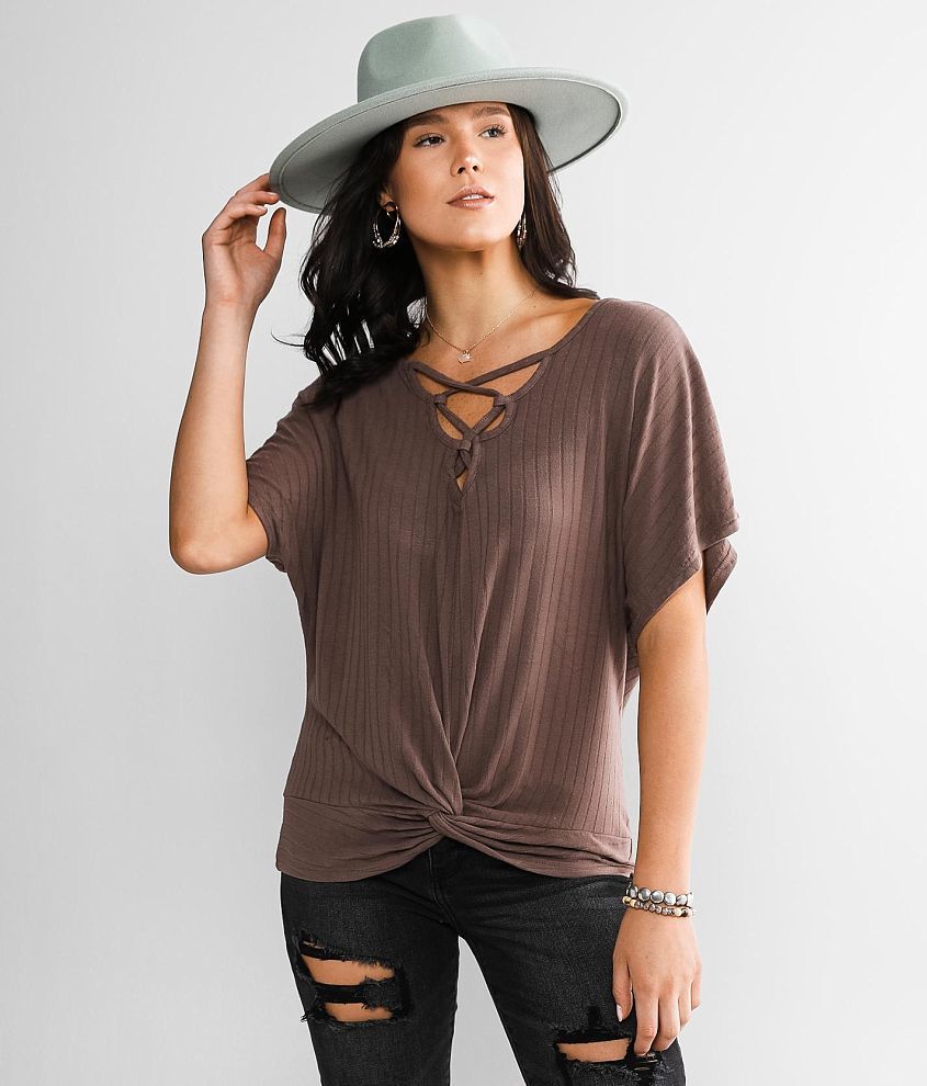 Daytrip Strappy Twisted Hem Top Womens Shirts And Blouses In