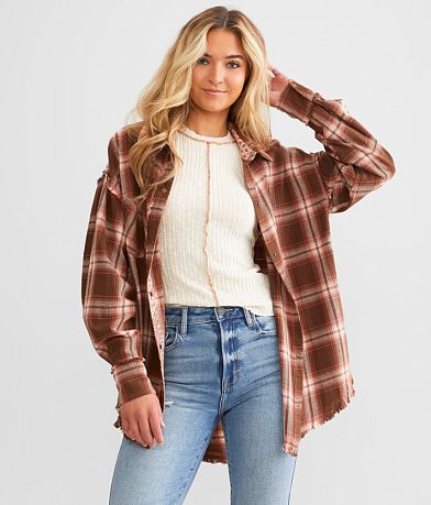 La La Land Paisley Star Patch Flannel Shirt - Women's Shirts & Blouses ...