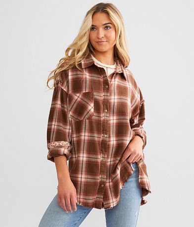La La Land Paisley Star Patch Flannel Shirt - Women's Shirts & Blouses ...