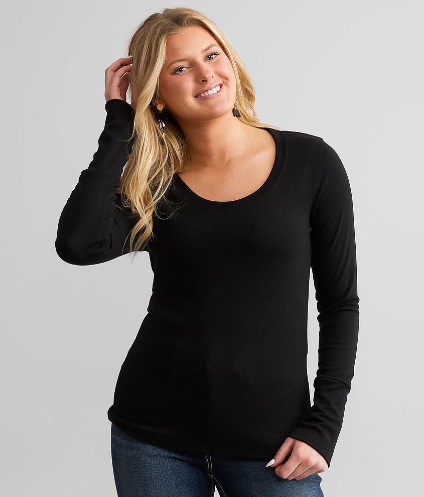 BKE Fitted Top - Women's Shirts/Blouses in Black | Buckle