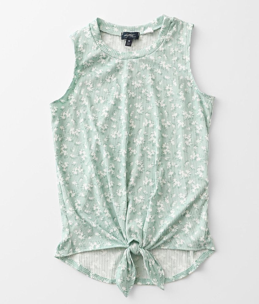Girls - Daytrip Floral Ribbed Tank Top - Girl's Tank Tops in Sage Light ...